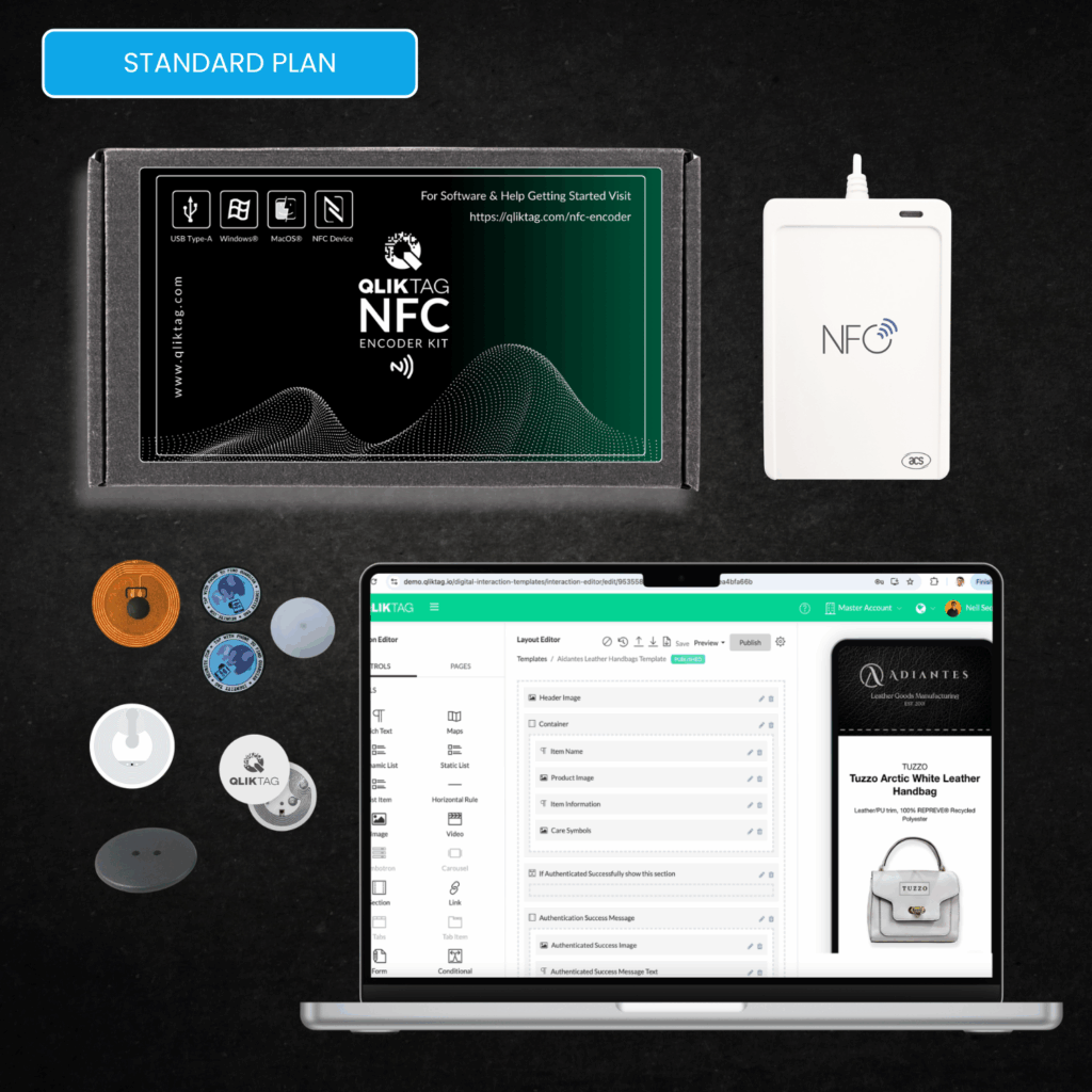 Qliktag Test Kit NFC Tag Encoder Device & NTAG 424 DNA Tags